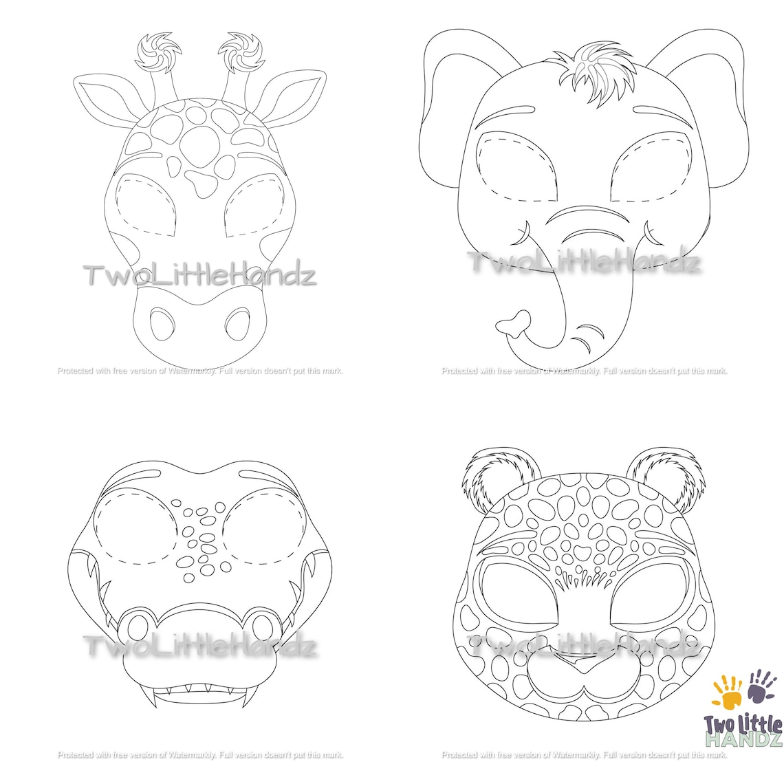 Safari Animal Masks Bundle Animal Masks for Kids Crocodile Elephant ...