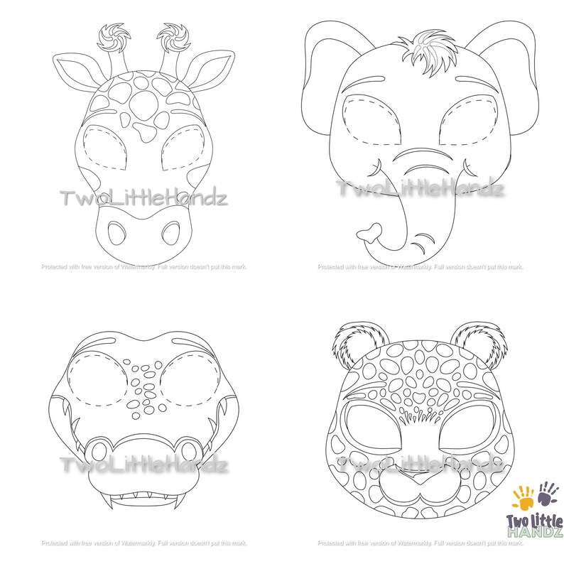 Safari Animal Masks Bundle Animal Masks for Kids Crocodile Elephant ...