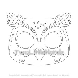 Owl Printable Mask Animal Masks for Kids Party Printable Coloring Page ...