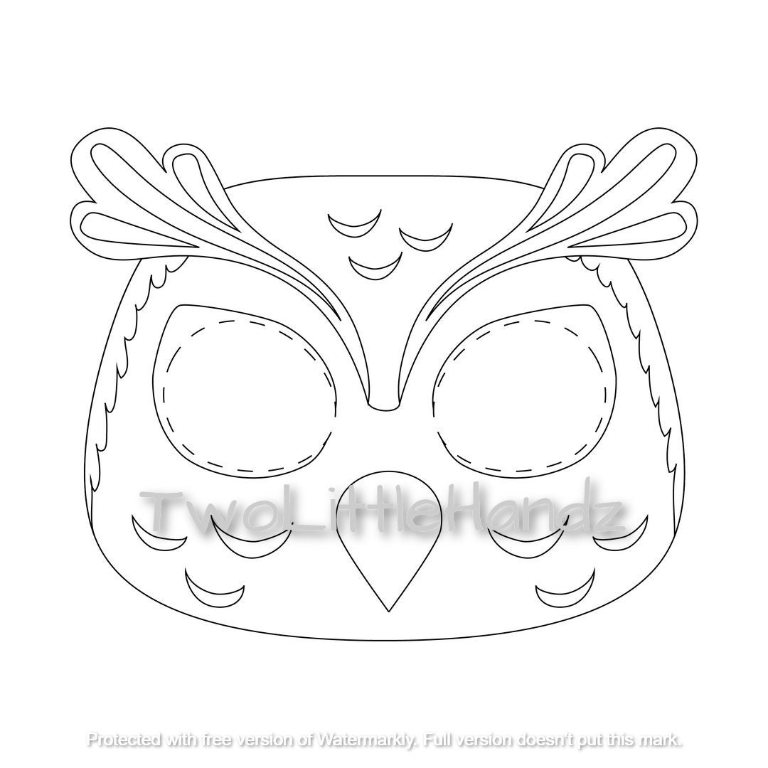 Owl Printable Mask Animal Masks for Kids Party Printable Coloring Page ...
