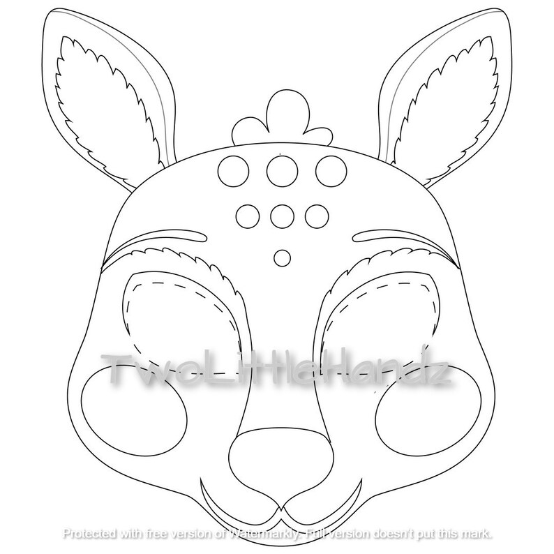 Deer Printable Mask Animal Masks for Kids Party Printable Coloring Page ...