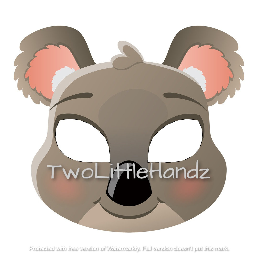 Koala Printable Mask Animal Masks for Kids Party Printable Coloring ...