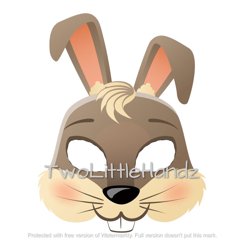 Bunny Printable Mask Animal Masks for Kids Party Printable Coloring ...