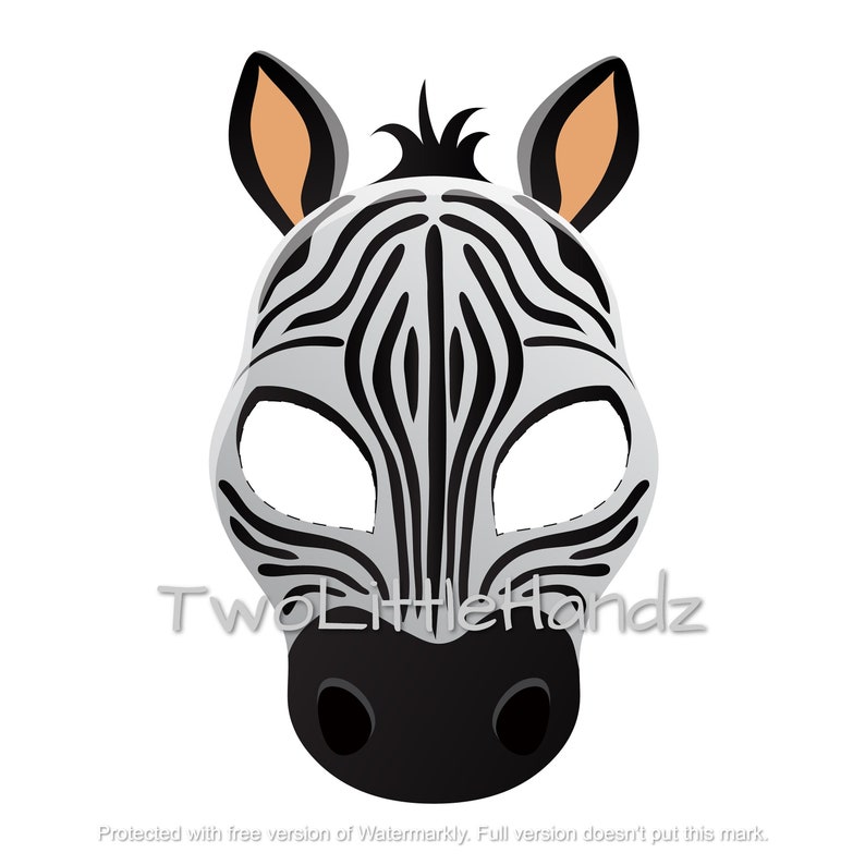 Máscara imprimible zebra / Máscaras de animales para niños / - Etsy México