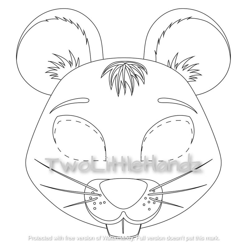 Mouse Printable Mask Animal Masks for Kids Party Printable Coloring ...