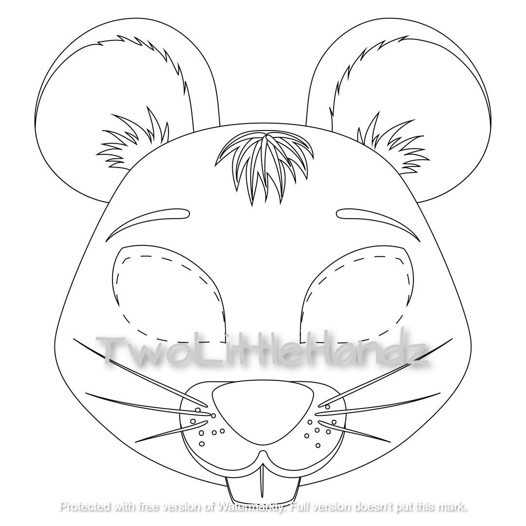 Mouse Printable Mask Animal Masks for Kids Party Printable Coloring ...