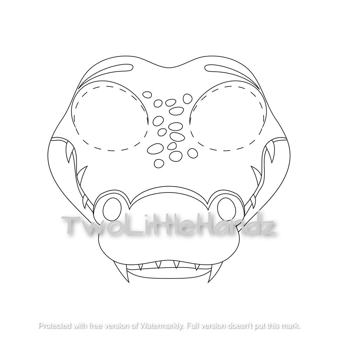 Crocodile Printable Mask Animal Masks for Kids Party Printable Coloring ...