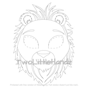 Lion Printable Mask Animal Masks for Kids Party Printable Coloring Page ...
