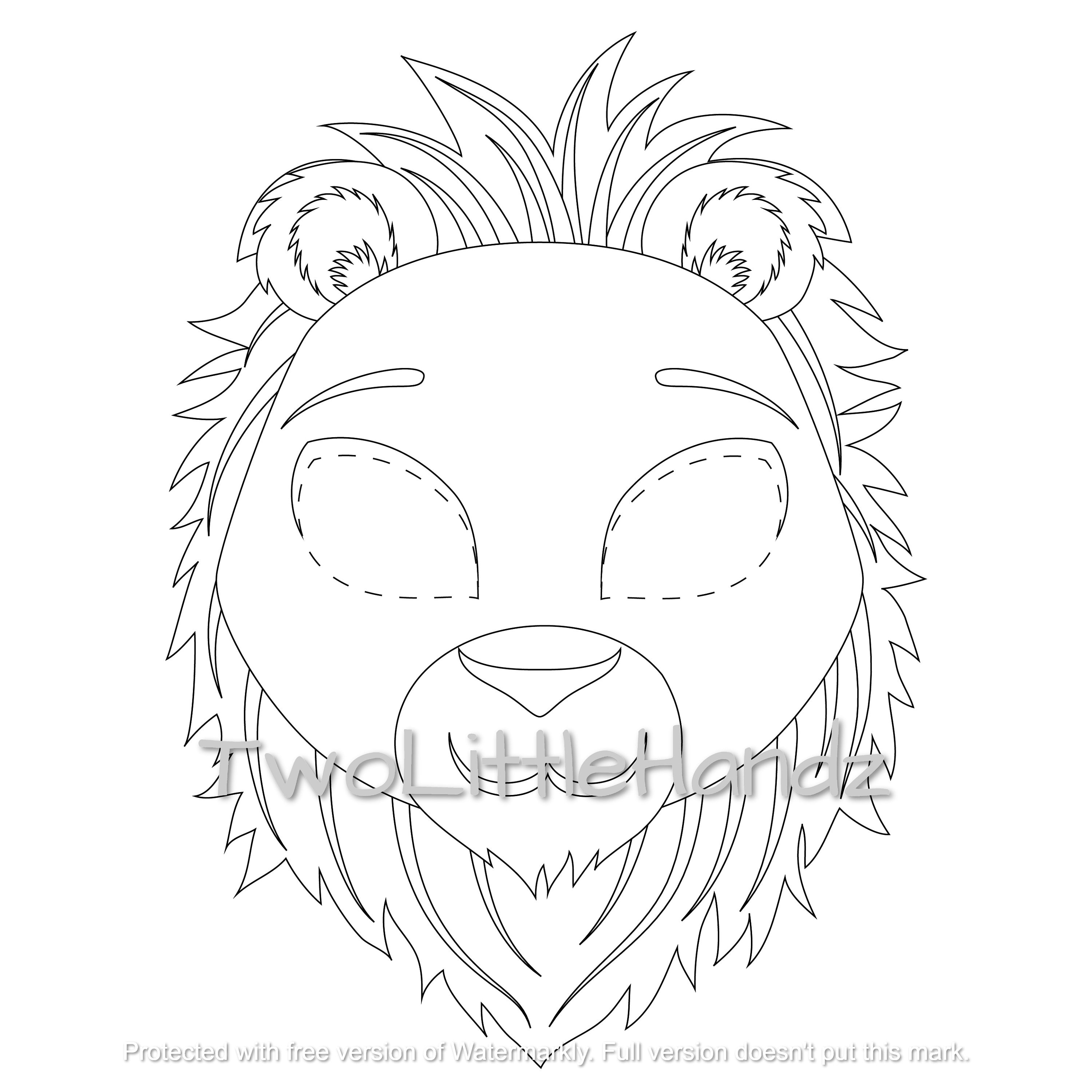 Lion Printable Mask Animal Masks for Kids Party Printable Coloring Page ...