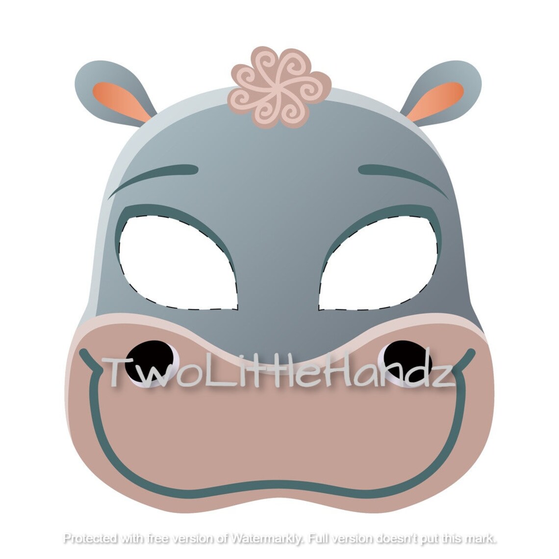 Hippo Printable Mask Animal Masks for Kids Party Printable Coloring ...