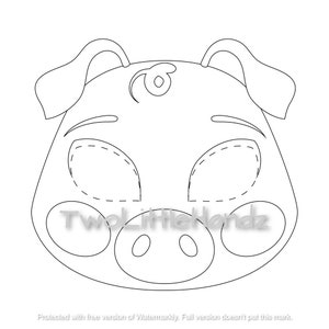 Pig Printable Mask Animal Masks for Kids Party Printable Coloring Page ...