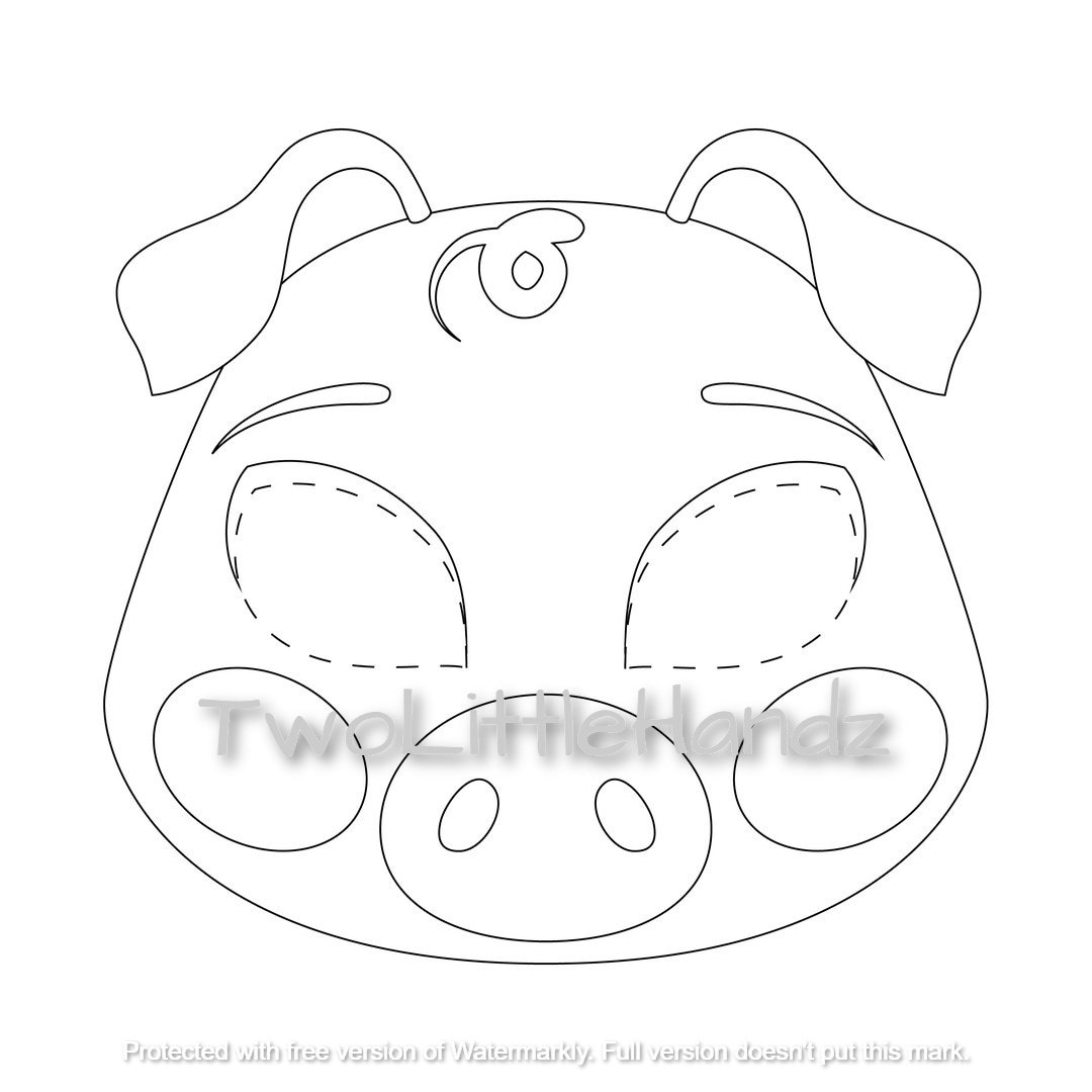 Pig Printable Mask Animal Masks for Kids Party Printable Coloring Page ...