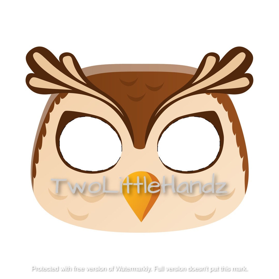 Owl Printable Mask Animal Masks for Kids Party Printable Coloring Page ...