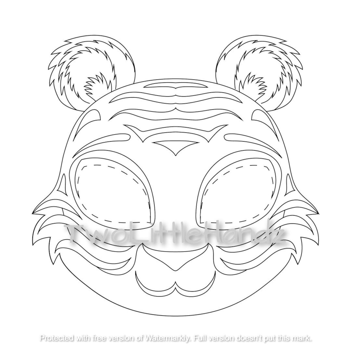 Tiger Printable Mask Animal Masks for Kids Party Printable Coloring ...