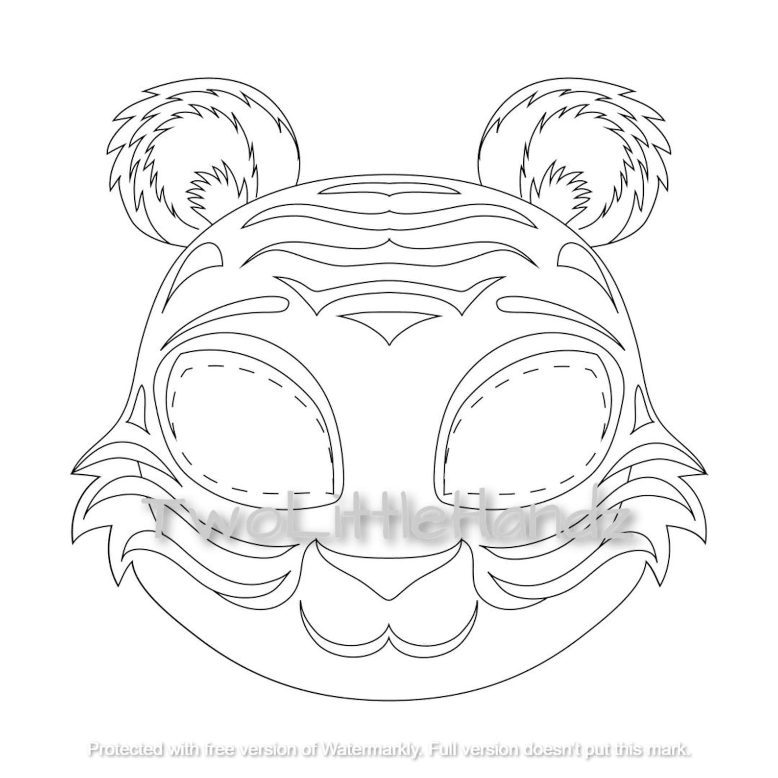 Tiger Printable Mask Animal Masks for Kids Party Printable Coloring ...