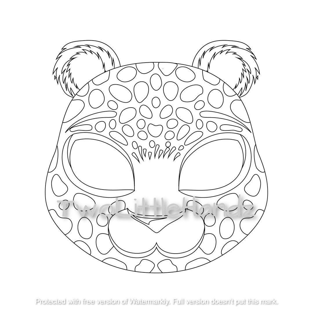 Leopard Printable Mask Animal Masks for Kids Party Printable Coloring ...