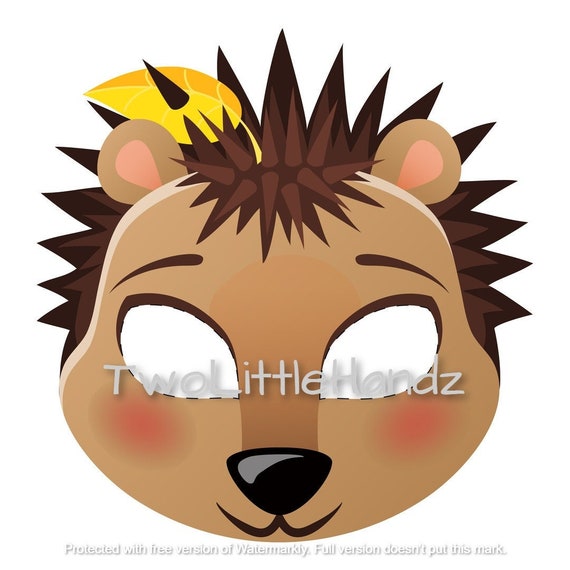 Hedgehog Printable Mask / Animal Masks for Kids / Party | Etsy