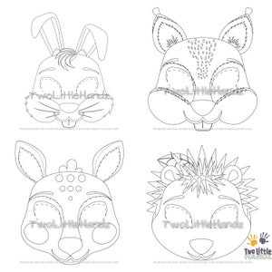 Woodland Animal Masks Bundle Animal Masks for Kids Bunny Deer Hedgehog ...