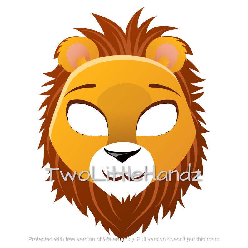 Lion Printable Mask Animal Masks for Kids Party Printable Coloring Page ...