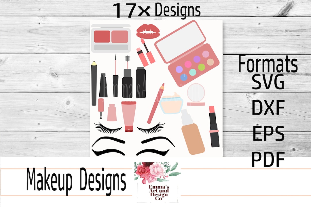 Makeup Svg Design, Lipstick Svg, Eyeliner Svg, Cosmetics Svg Files for ...