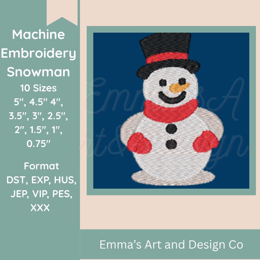 Snowman Machine Embroidery Design, Christmas Embroidery Pattern, Winter ...