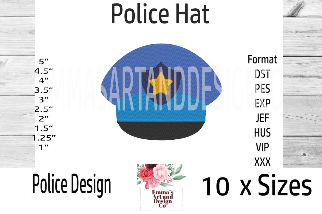 Police Hat Machine Embroidery Design, Police Uniform Embroidery Pattern ...