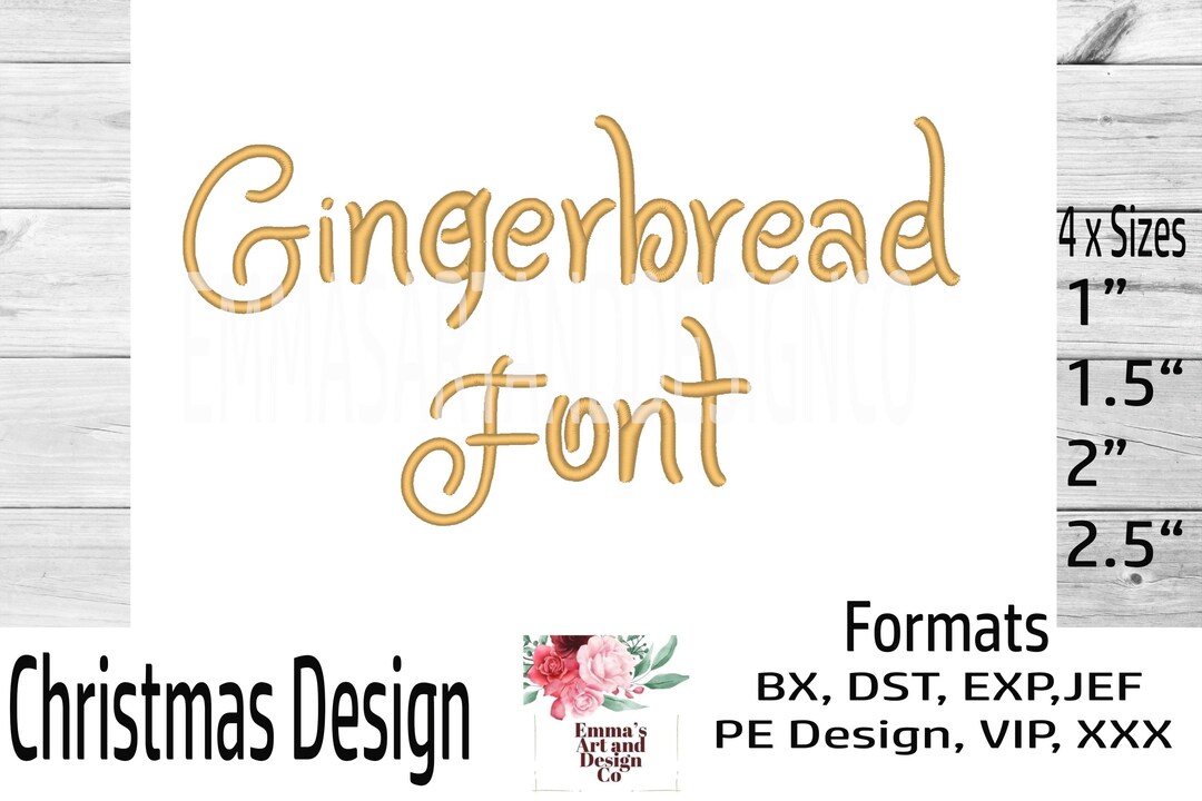 Gingerbread Machine Embroidery Font, Christmas Embroidery Font, BX Font ...