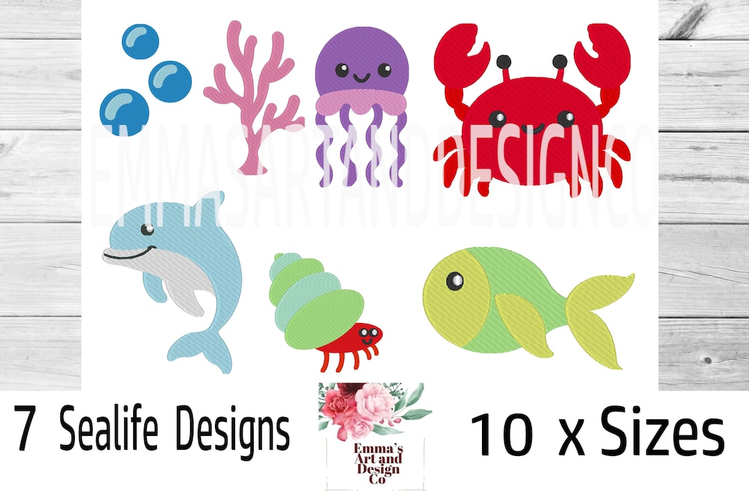 Sea-life Machine Embroidery Design, Sea Life Embroidery Designs, Embroidery, Embroidery Pattern ...