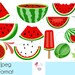 Watermelon Digital Stampsfruit Clipart Watermelon Clipart - Etsy