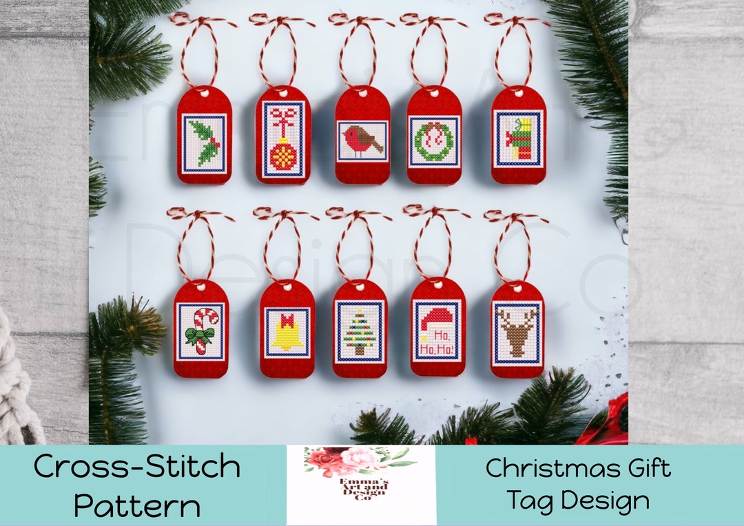 Christmas Gift Tags, Cross Stitch Pattern, SET OF 10, Small Cross ...