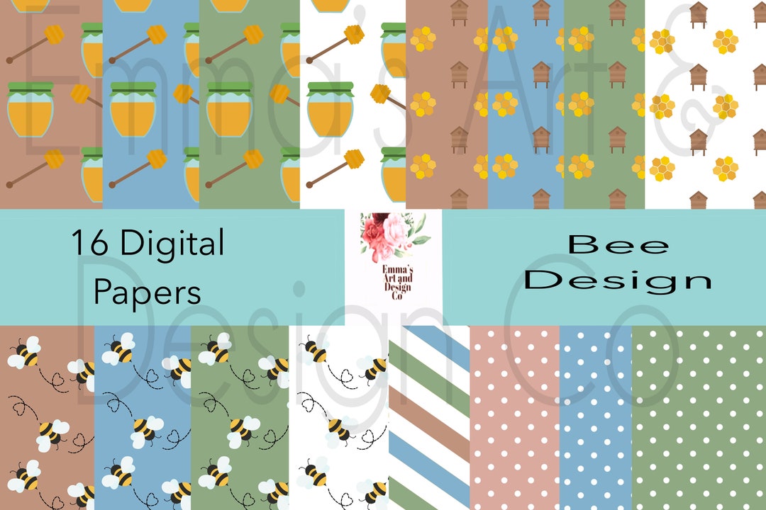 Bee Digital Backgrounds, Bumblebee Digital Download, Bee Digital Paper ...