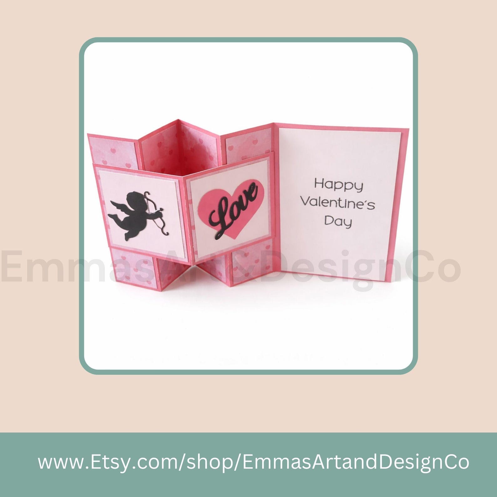 3D Valentines Card SVG, Pop up Cupid Card Fun Fold Accordion, Cricut ...