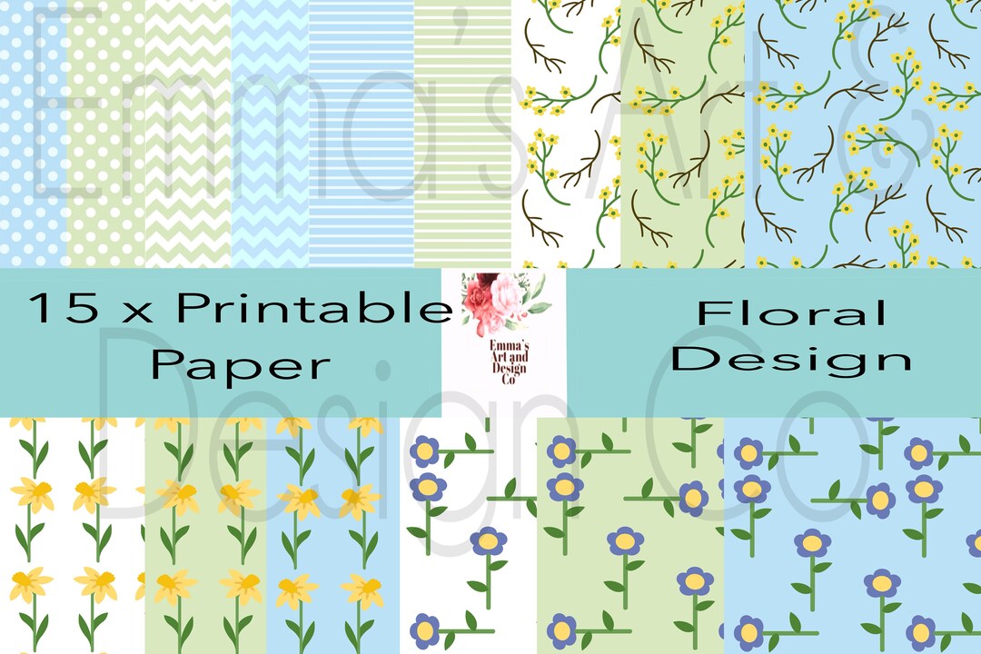 Papel Digital de Flores, Papel Imprimible Imprimible de Flores, Diseño ...