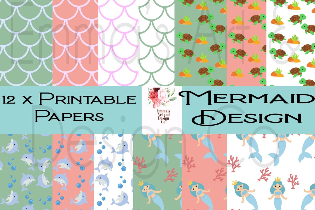 Mermaid Digital Backgrounds, Sea-life Digital Download, Ocean Digital ...