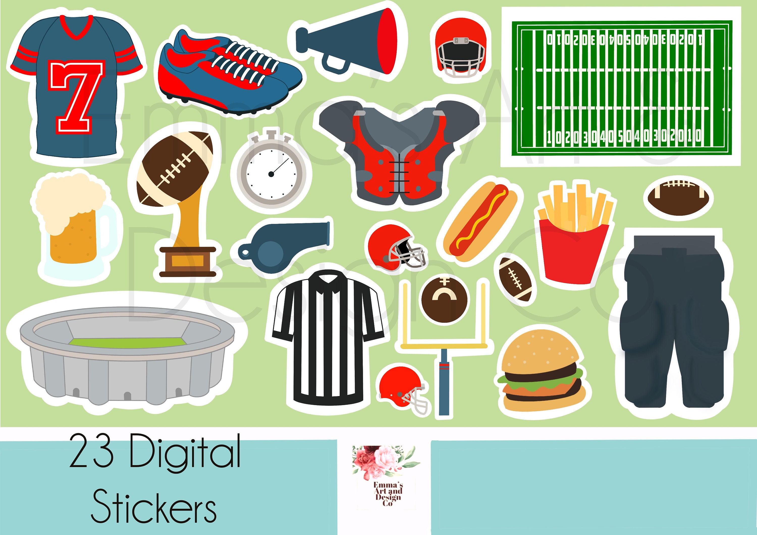 American Football Stickers Printable Football Sticker - Etsy