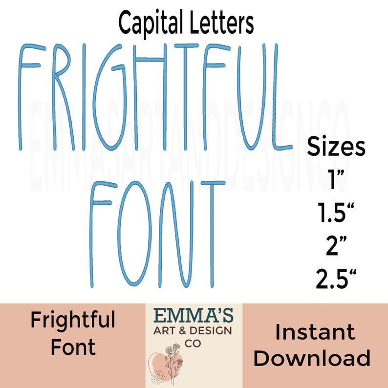 Frightful Machine Embroidery Font, Frightful Embroidery Font, Halloween ...
