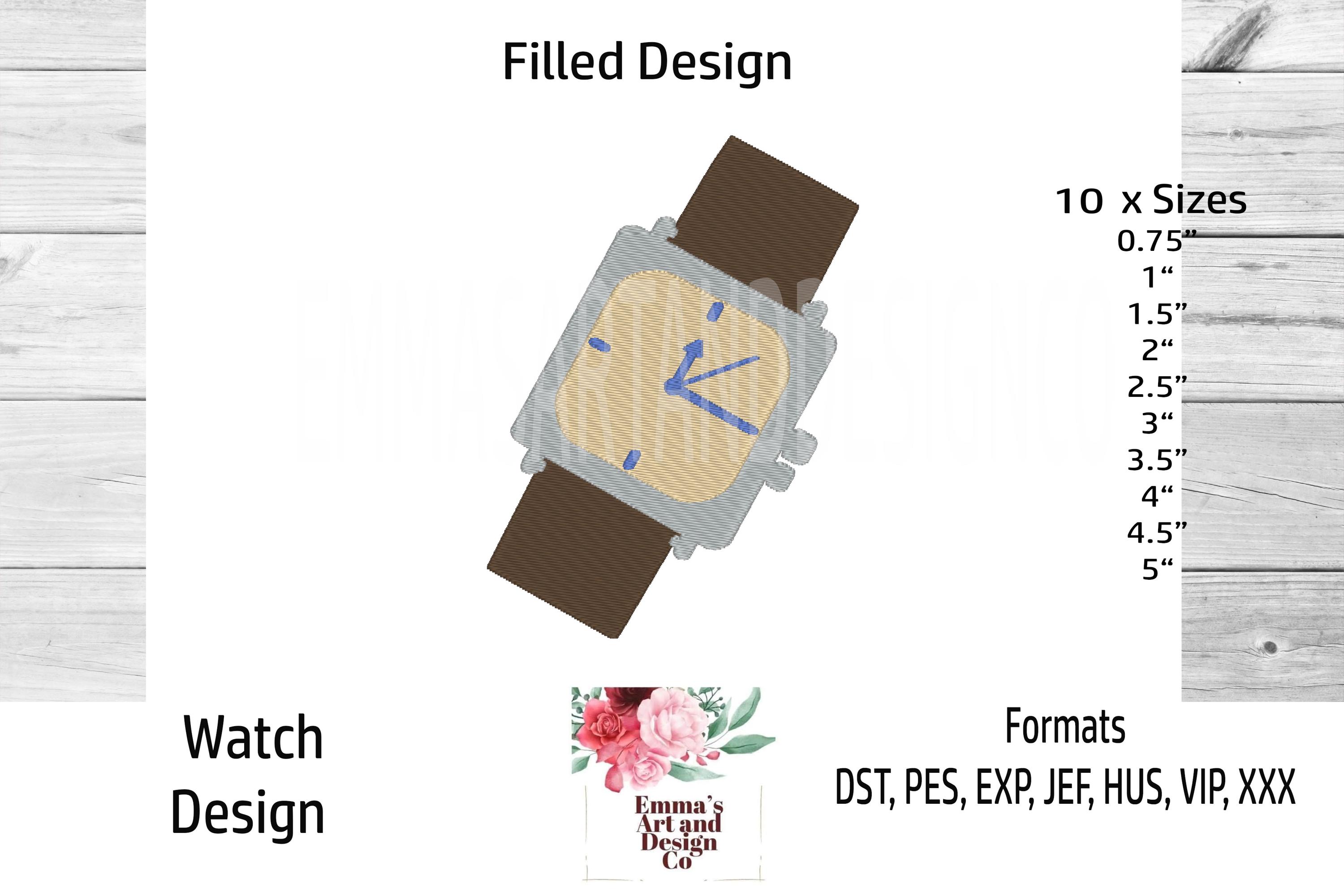 Watch Embroidery Design, Watch Pattern, Machine Embroidery Design ...