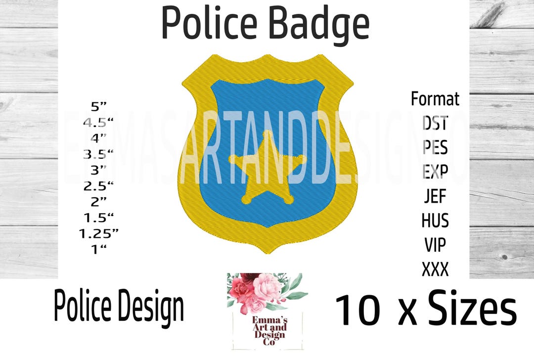 Police Badge Machine Embroidery Design, Cop Embroidery Pattern, Police ...