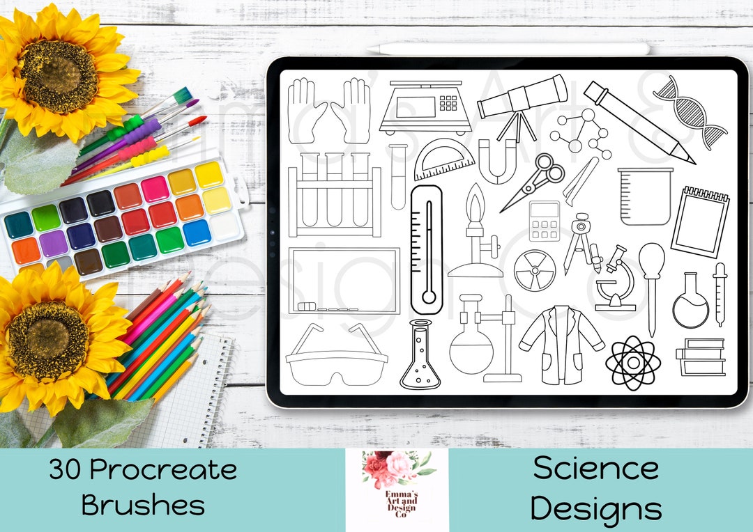 30 Science Procreate Stamps, Procreate Brushes, Procreate Brush Set ...