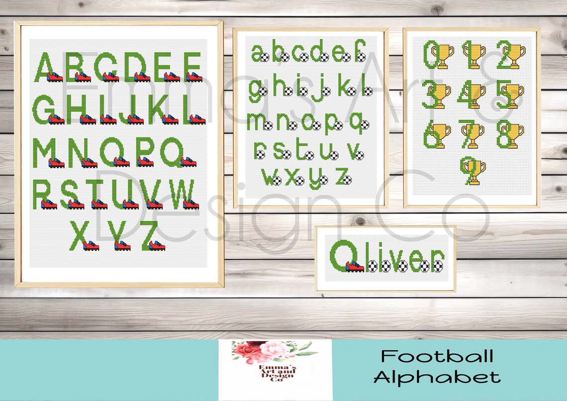 Football Cross Stitch Pattern, Soccer Cross Stitch, Alphabet Cross ...