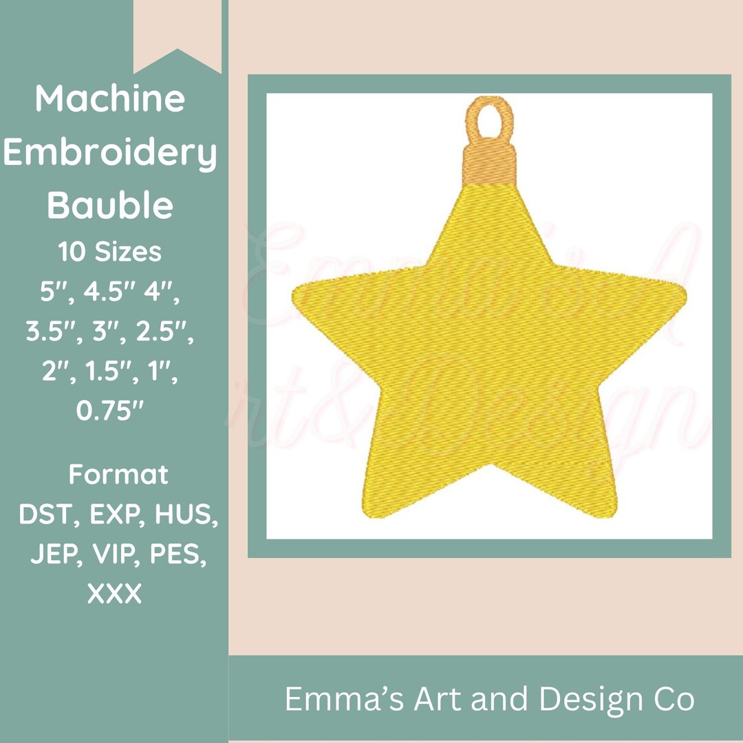 Christmas Star Bauble Embroidery Design, Holiday Décor, Festive ...