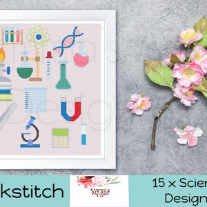 Science Cross Stitch Pattern, Back to School Cross-stitch Pattern ...