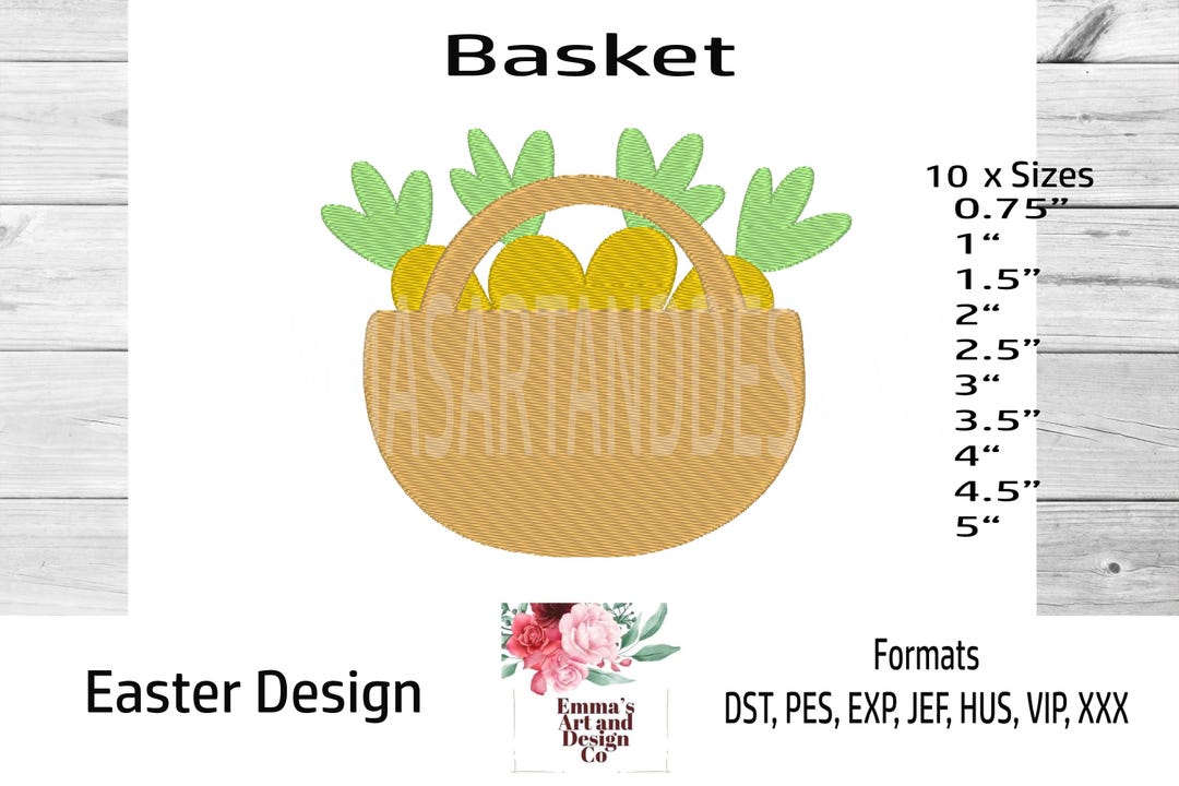 Easter Basket Embroidery Design, Basket Embroidery Design, Carrot ...