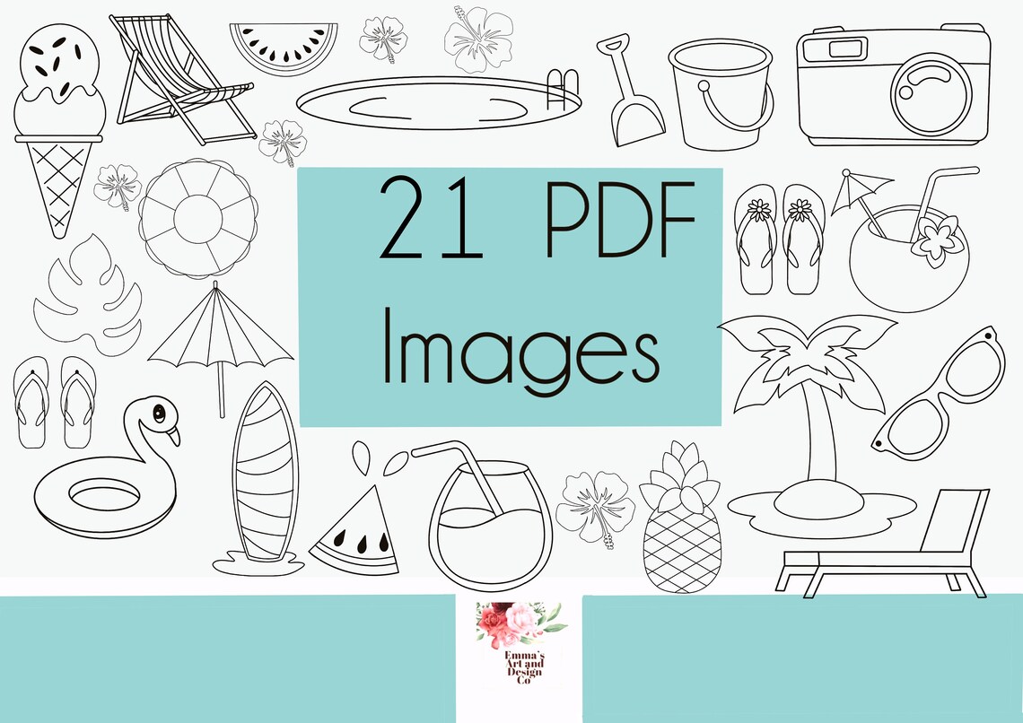 Summer Digital Stamps Summer PNG Clipart Summer Clipart | Etsy