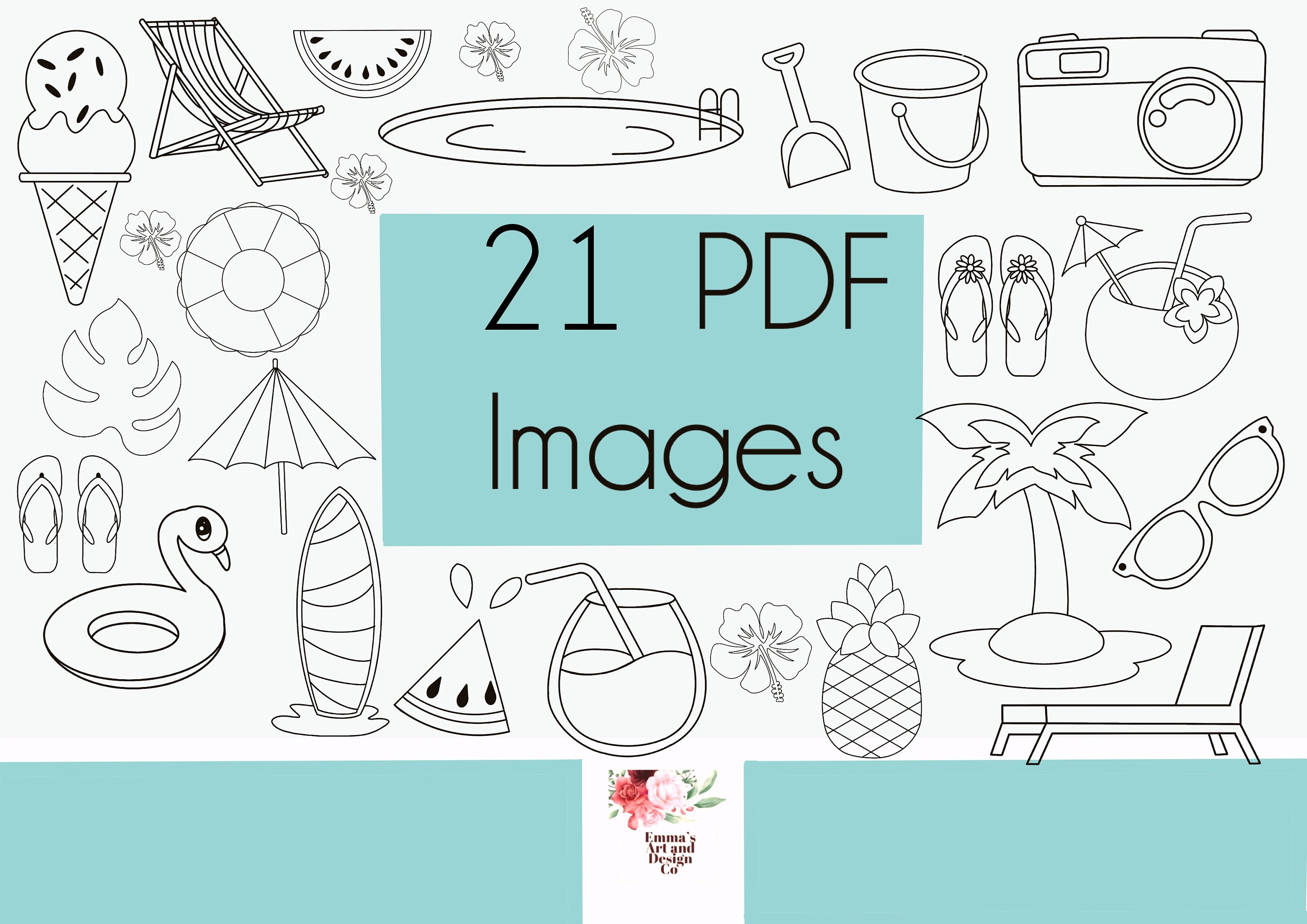 Summer Digital Stamps Summer PNG Clipart Summer Clipart | Etsy