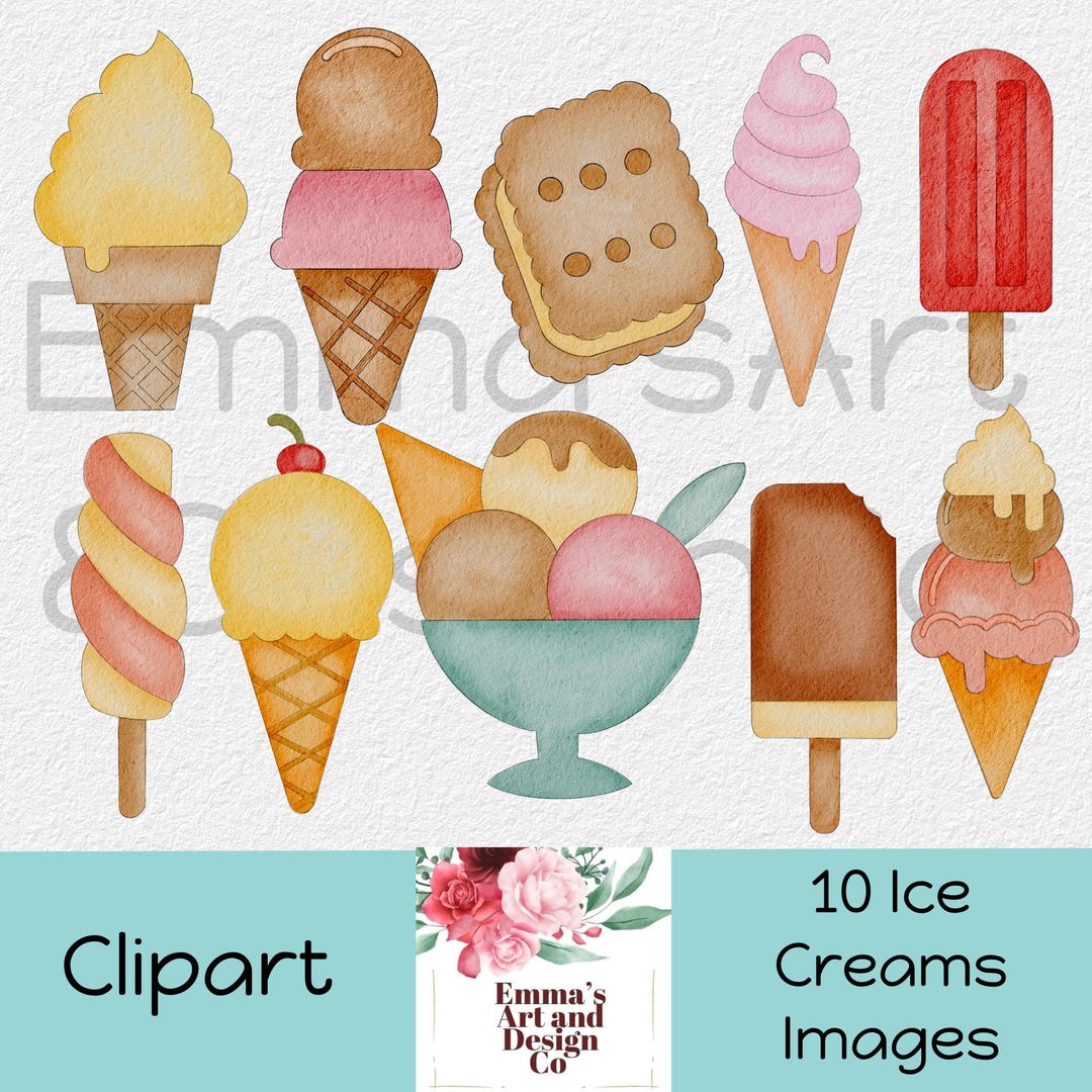 Popsicle Digital Stamp, Watercolour Ice Cream Doodles, Hand Drawn, Ice ...