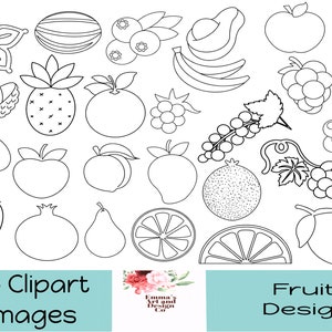 Fruit Clipart, Fruit Digital Stamp, Cute Fruit Clipart, Fruit Digital ...