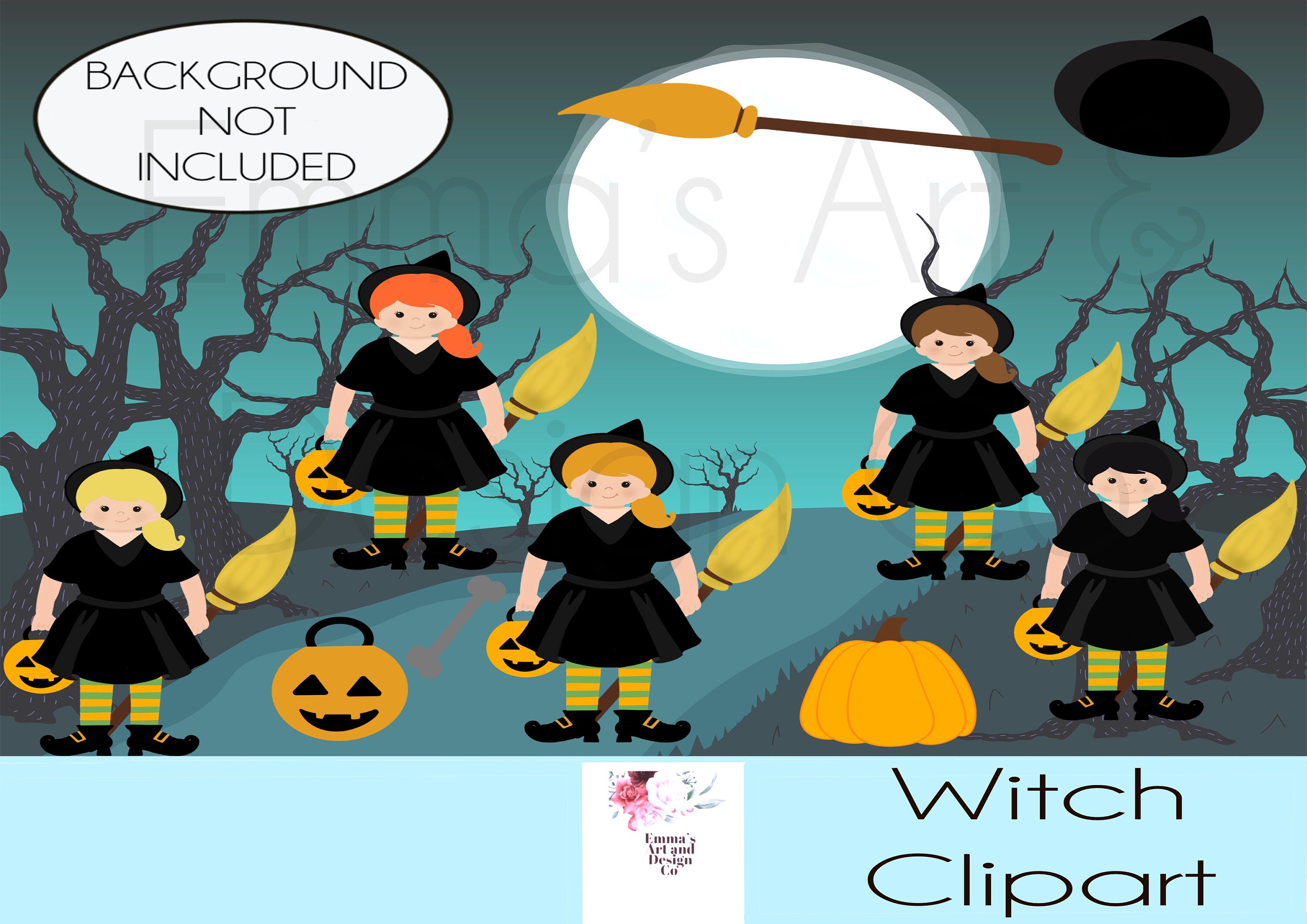 Halloween Clipart Halloween PNG Witch Clipart Halloween - Etsy