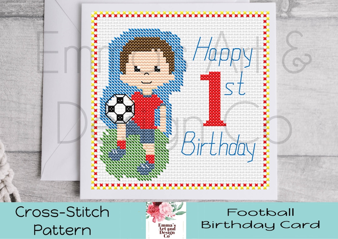 Football Cross Stitch Pattern, 1st Birthday Cross-stitch Pattern, Cross ...