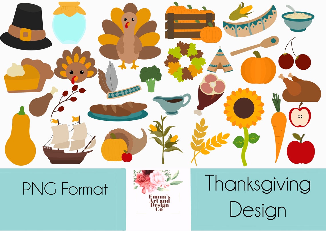 Thanksgiving Digital Stamps, Fall PNG Clipart, Fall Clipart Image’s ...